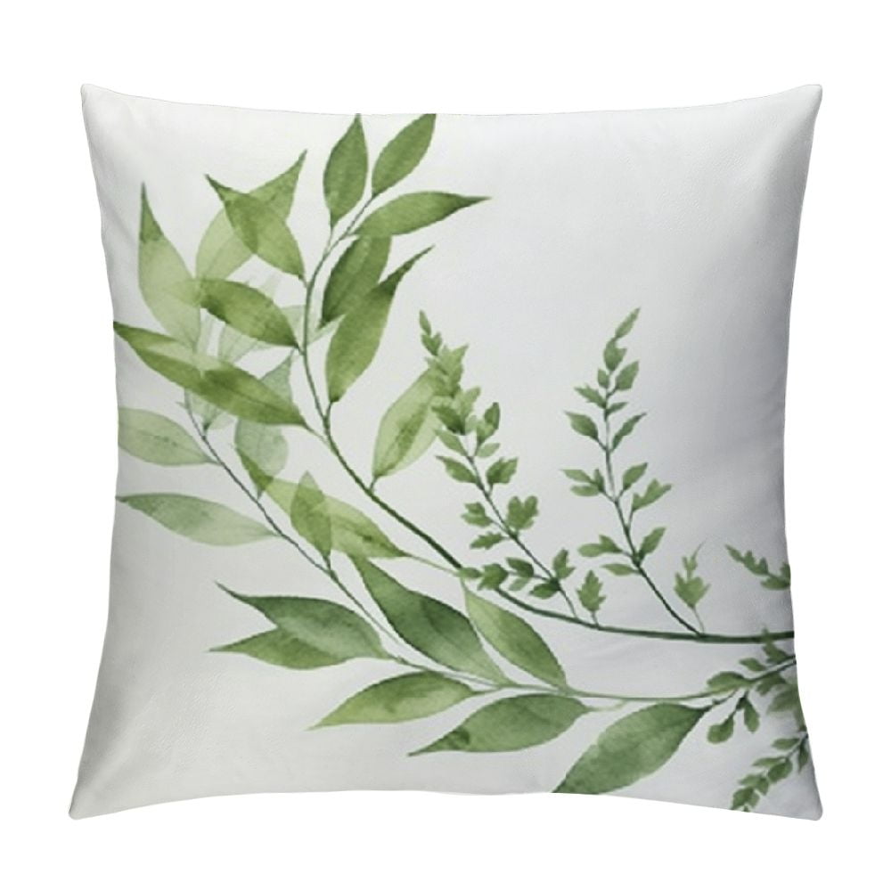 HENGT Botanical Throw Pillow Covers Green Plant Leaves Pillow Covers ...