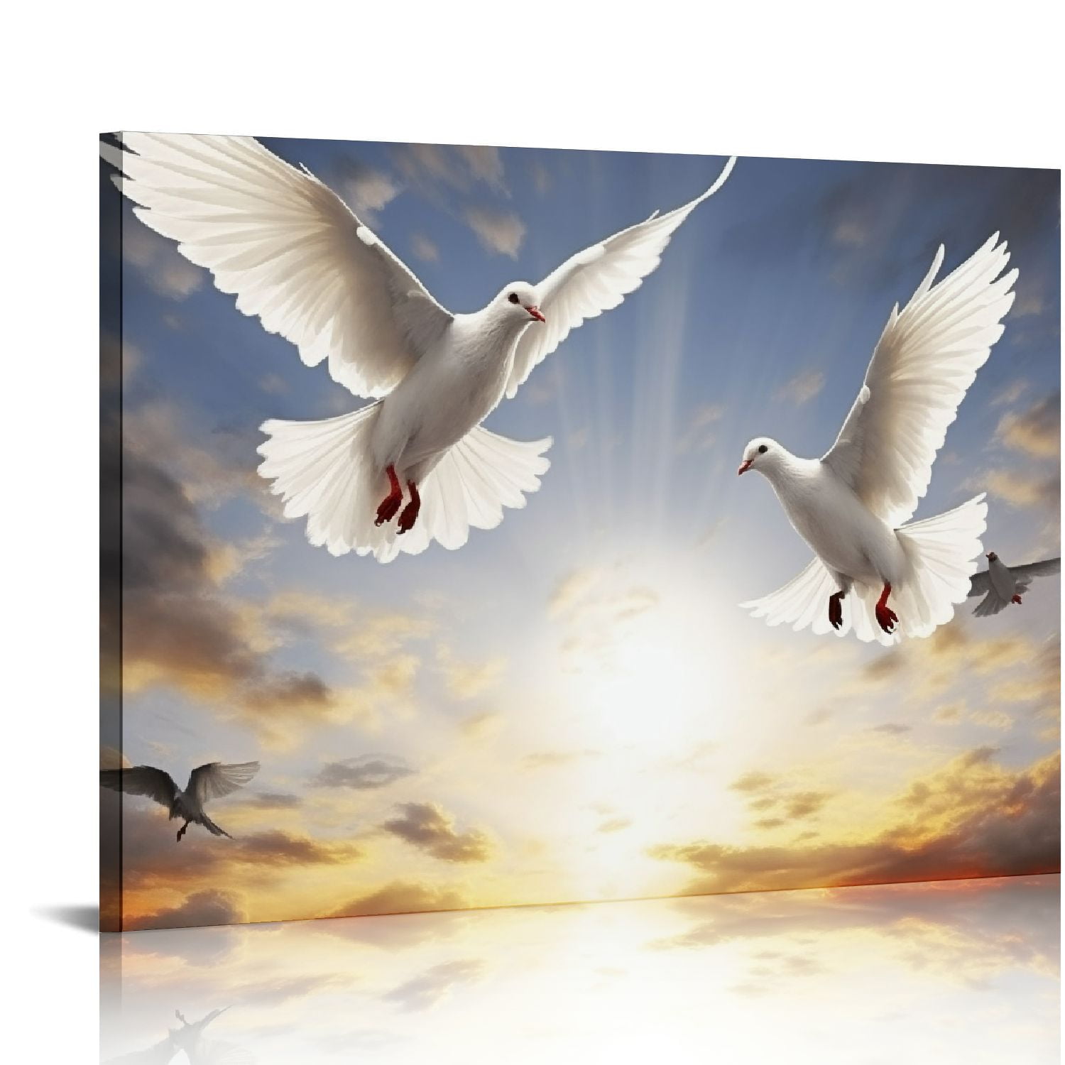 HENGT Canvas Wall Art Wall Decor Abstract Two White Doves Painting ...