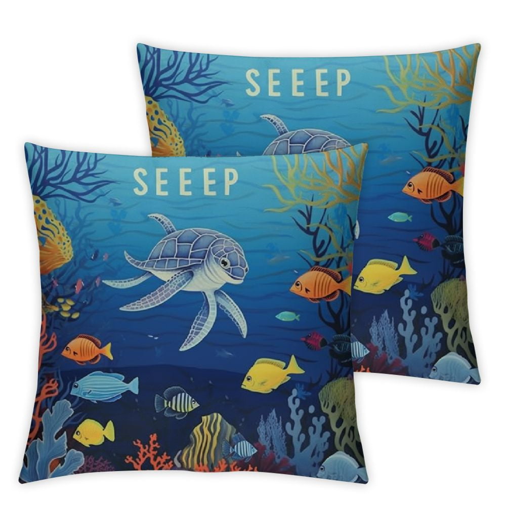 HENGT Cartoon Fish Whale Throw Pillow Cover Cartoon Underwater Ocean ...