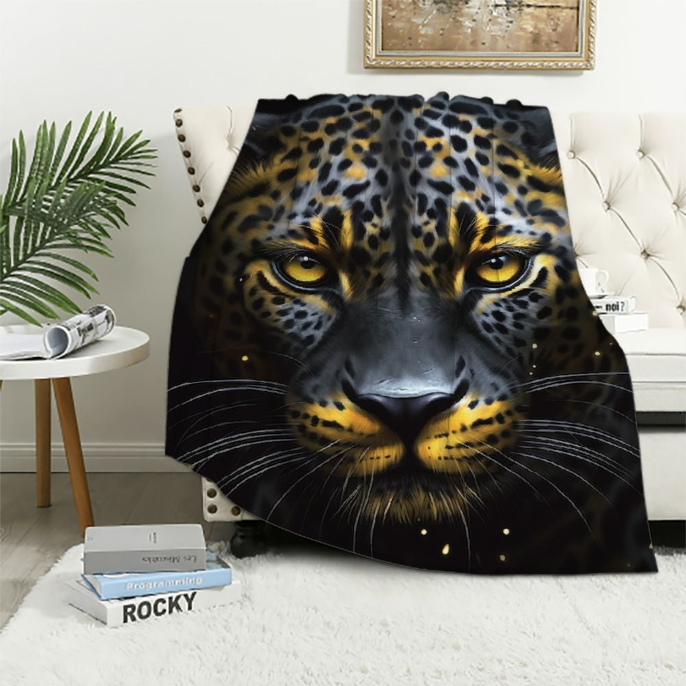 HENGT Cheetah Gifts Blanket, Cool Black Gold Cheetah Print Blanket ...