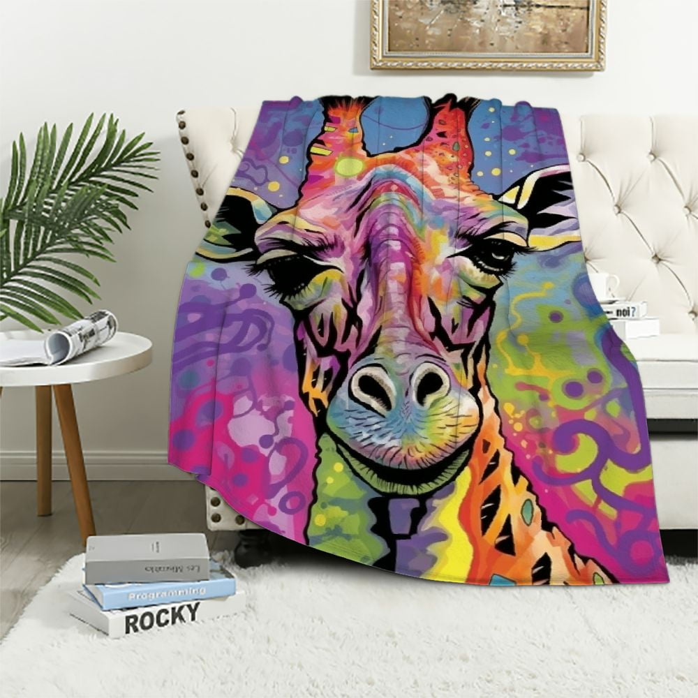 HENGT Colorful Giraffe Blanket for Bed Dean Russo Giraffe Throw Blanket ...