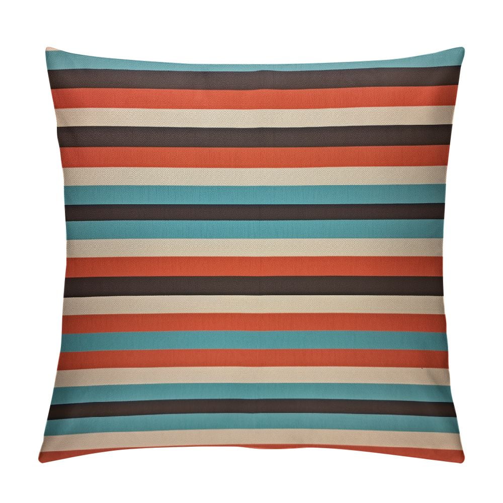 HENGT Colorful Stripes Pillows Covers Abstract Red Black Grey Horizontal Lines Decorative Throw ...