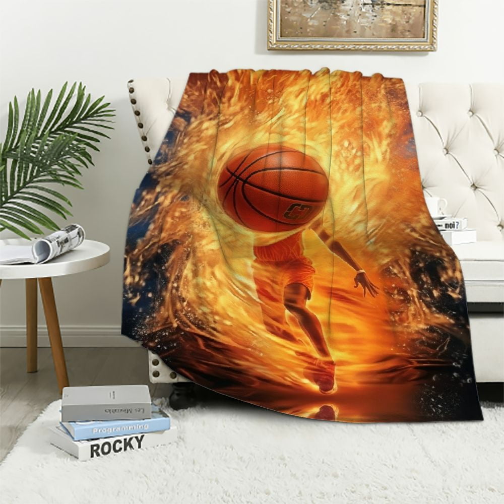 HENGT Cool Basketball Ball Throw Blanket Super Soft Warm Boy Bedding ...