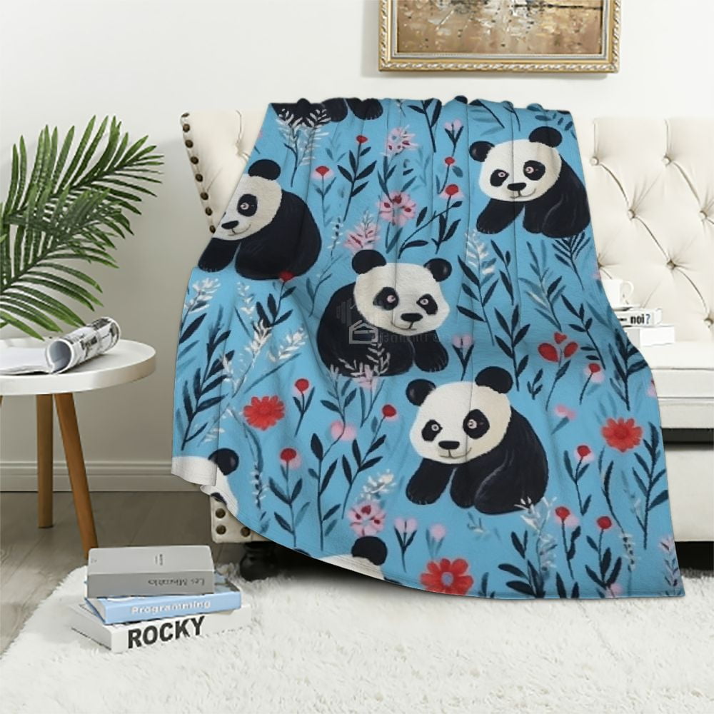 HENGT Cute Cartoon Panda Throw Blanket for Couch, Soft Warm Plush ...