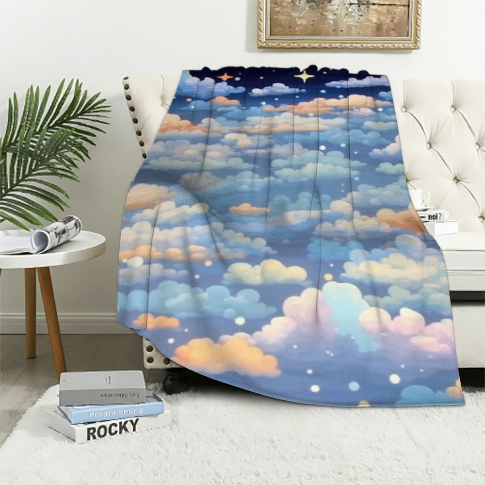 HENGT Cute Cloud Soft Lightweight Throw Blankets Cozy Warm Fuzzy Plush Blanket for Sofa Couch ...
