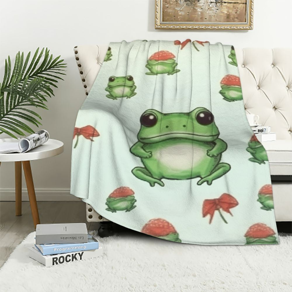 HENGT Cute Frog Throw Blanket Soft Cozy Blanket Lightweight Flannel ...