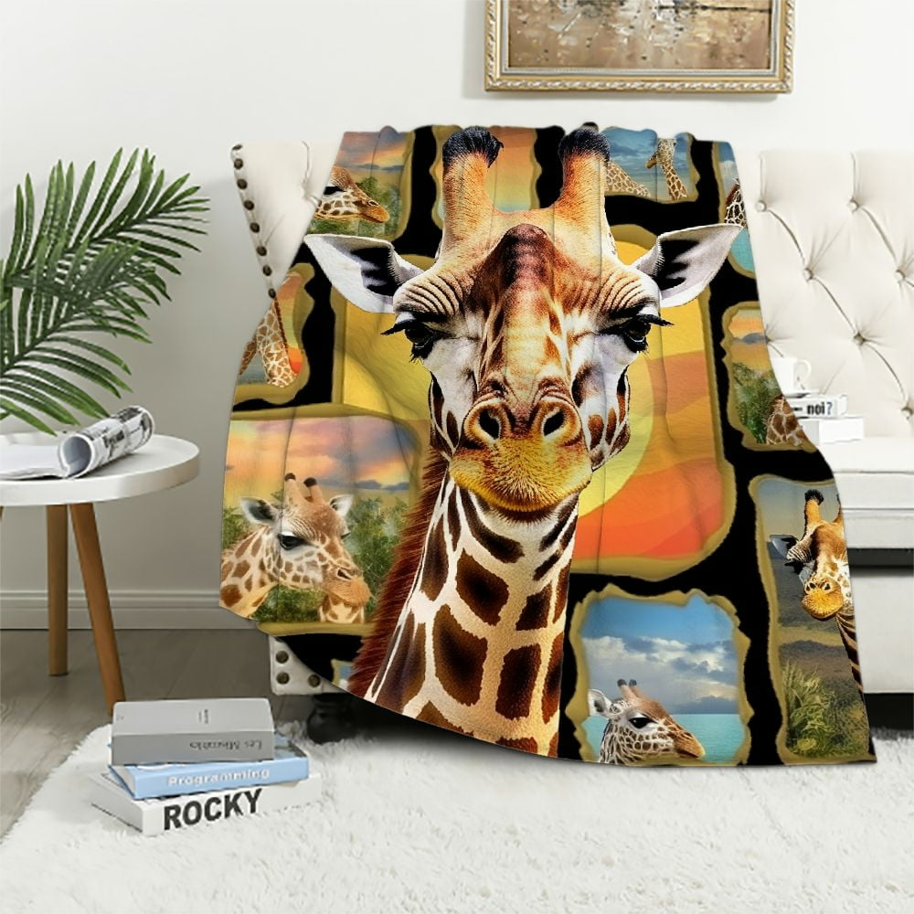 HENGT Cute Funny Giraffe Blanket, Giraffe Gifts Blanket Throw Blankets ...