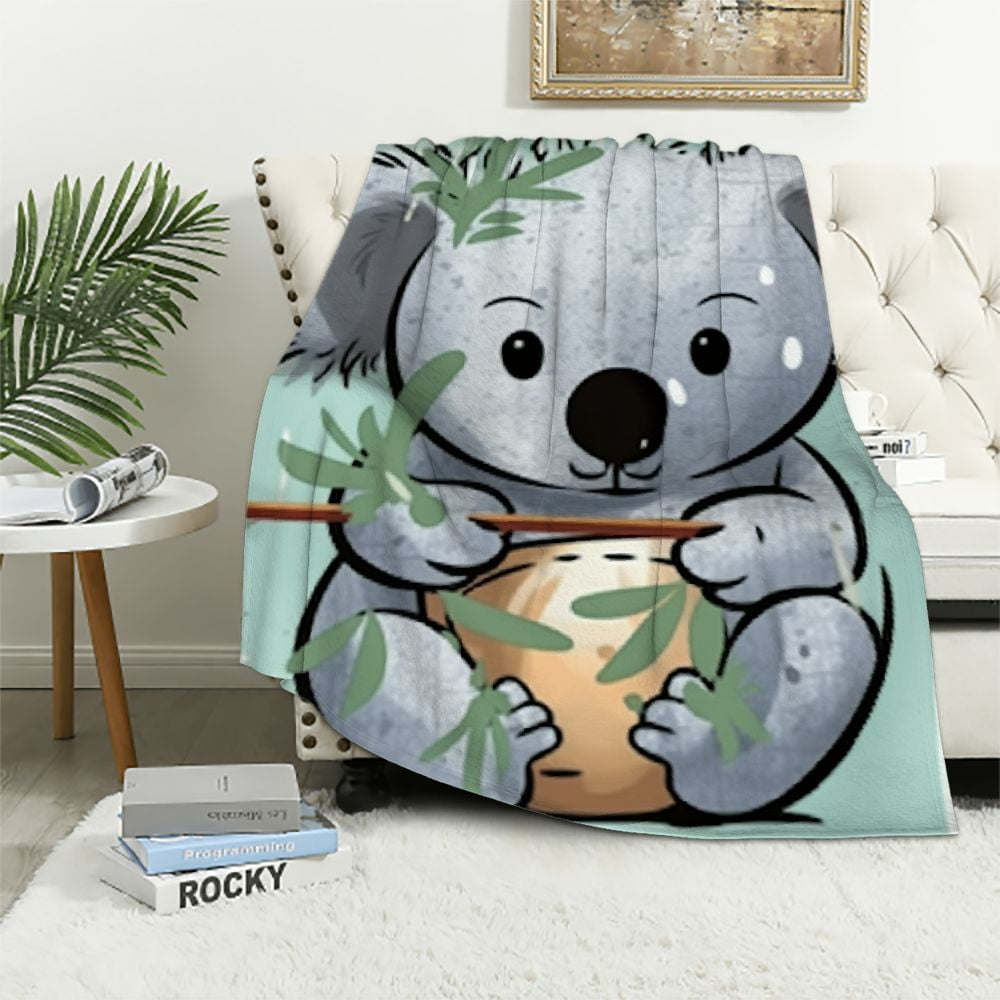 HENGT Cute Koala Blanket Koala Boba Decor Throw Blanket Super Warm Soft ...