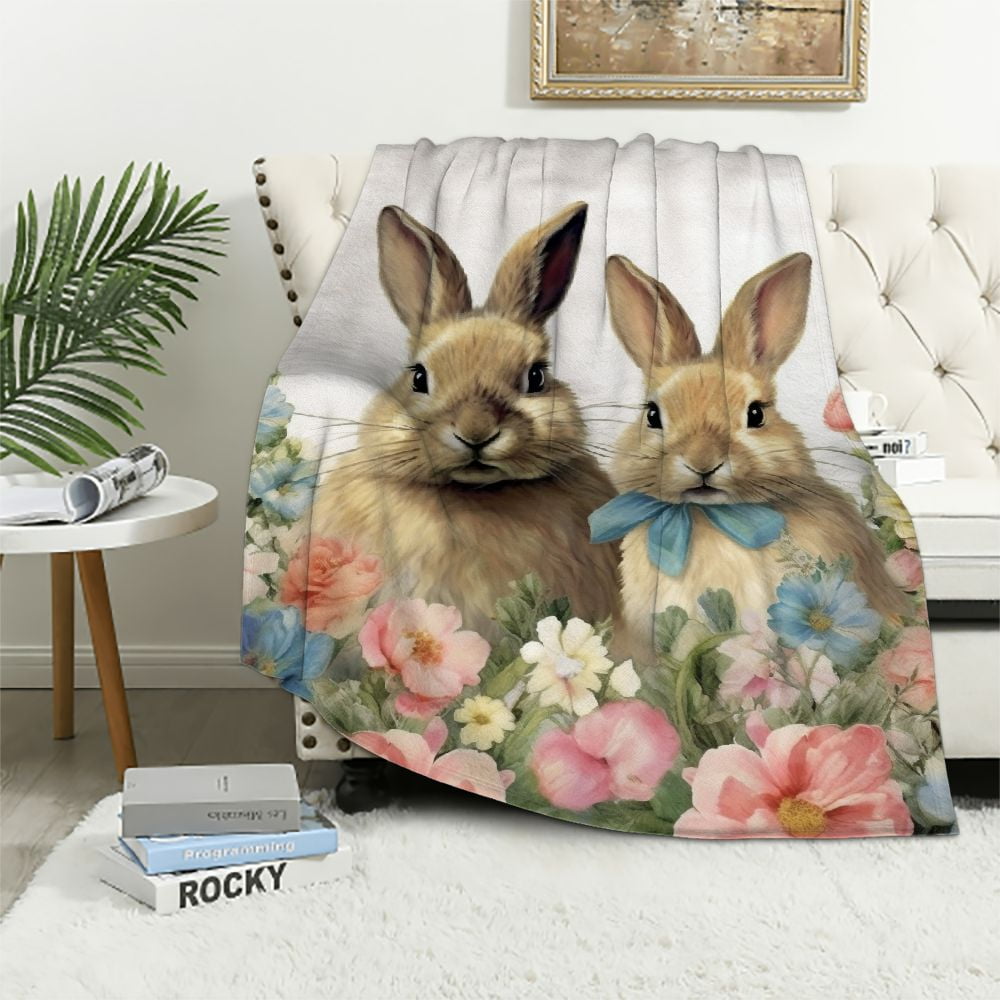 HENGT Cute Rabbit Throw Blanket, Soft Cozy Birthday, Christmas Blanket ...