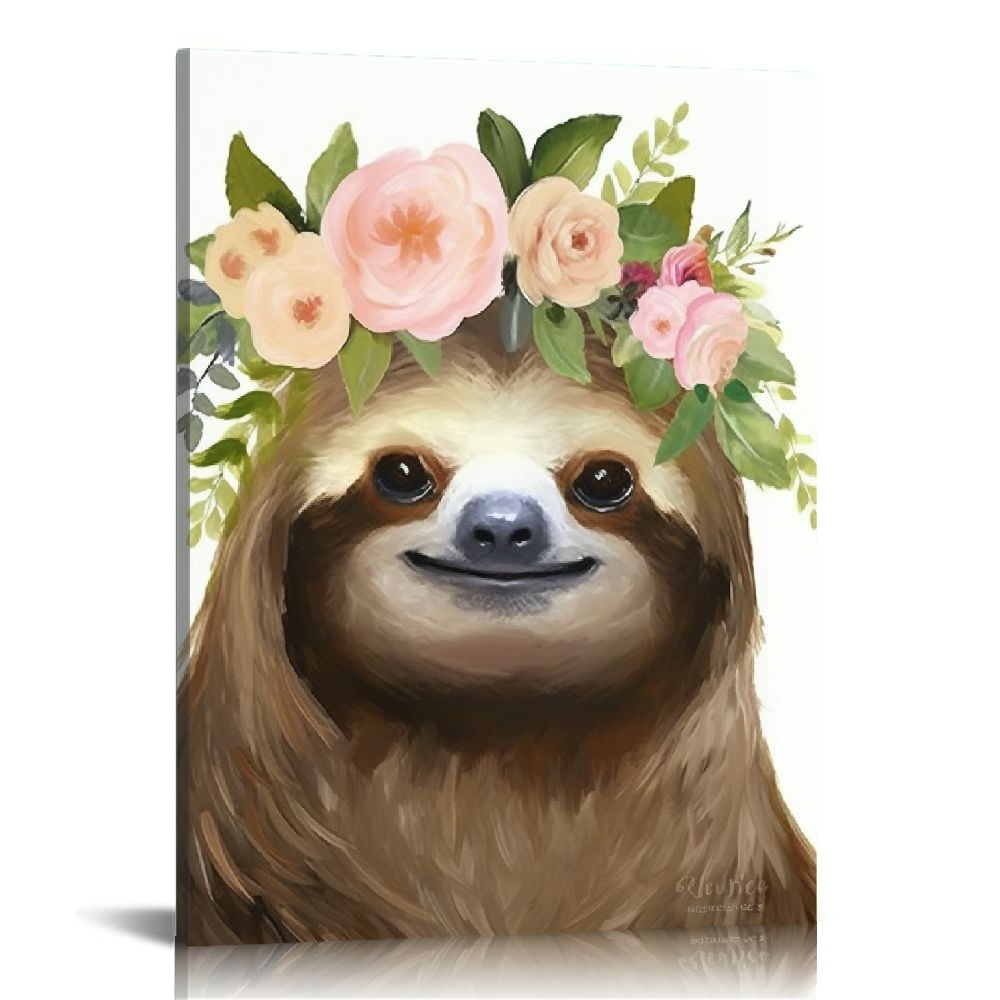 HENGT Cute Sloth Canvas Wall Art Animal Pictures for Nursery Watercolor ...