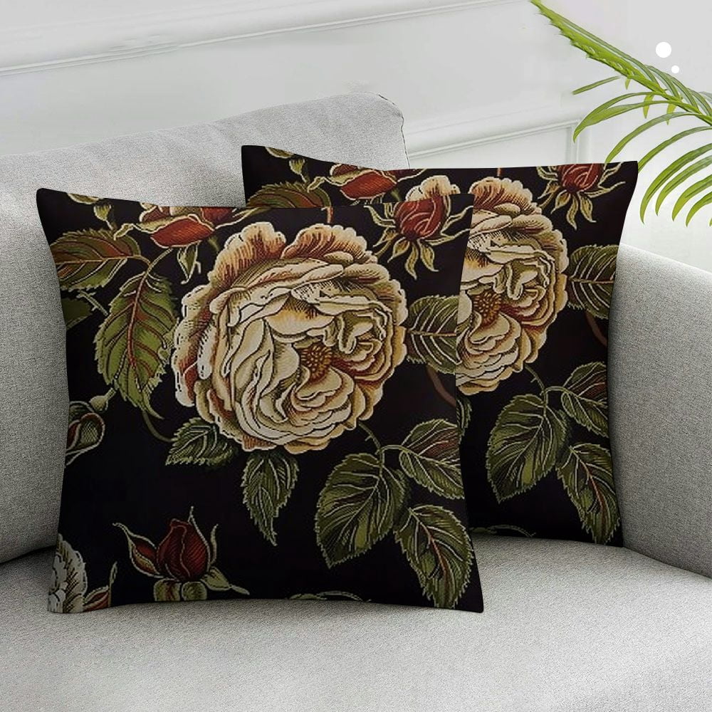HENGT Decorative Throw Pillow Cover Pattern Colored Vintage Rose ...