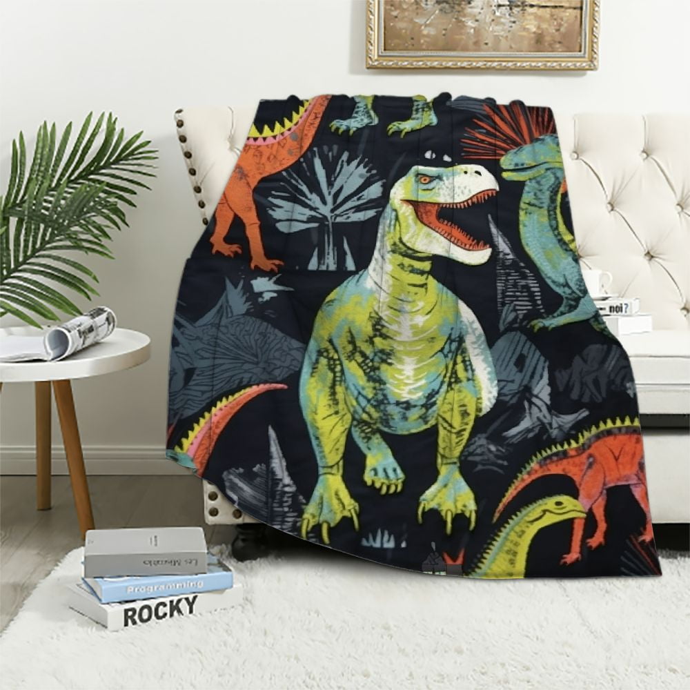HENGT Dinosaur Blanket Dinosaur Throw Blankets Cozy Flannel Blanket ...