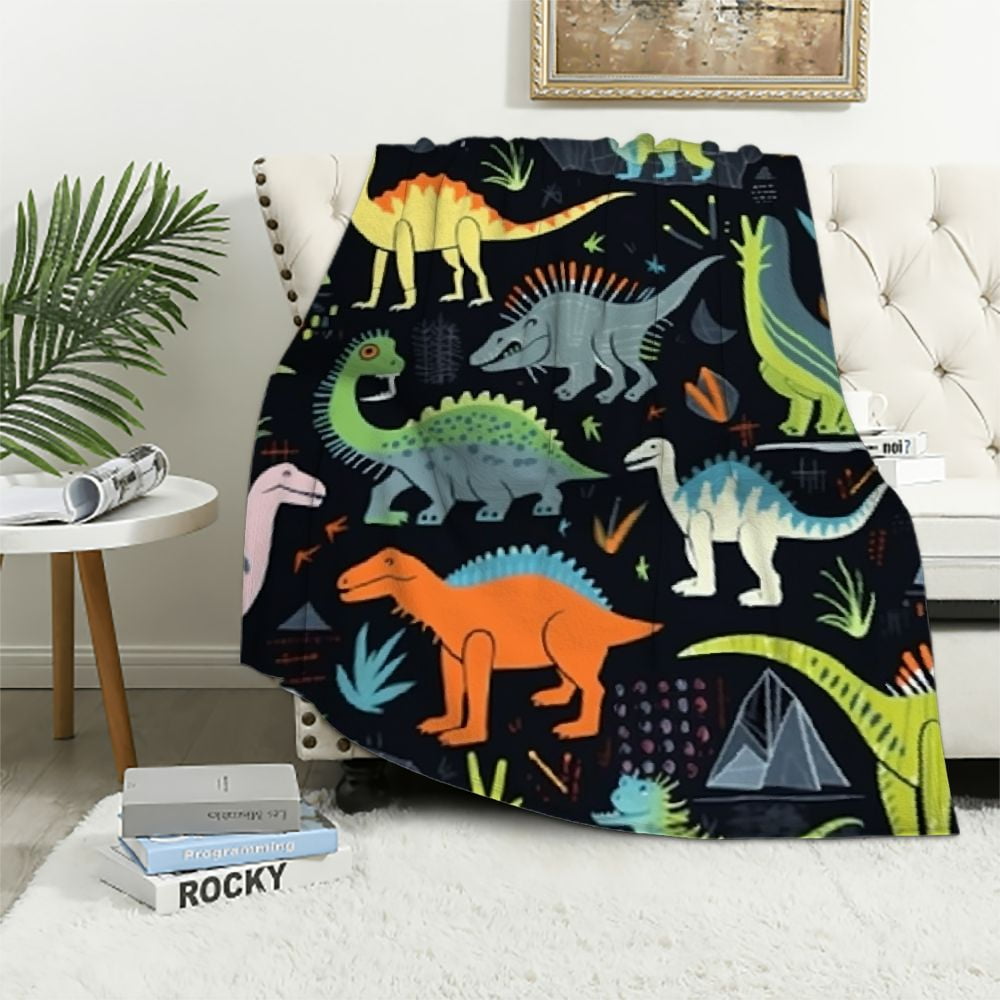 HENGT Dinosaur Blanket Dinosaur Throw Blankets Cozy Flannel Blanket ...