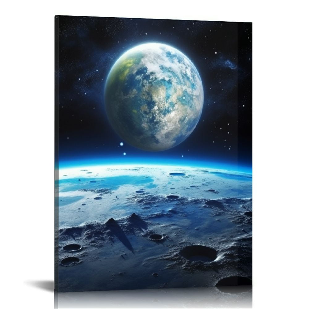 HENGT Earth Poster Canvas Wall Art - Earthrise from the Moon Outer ...