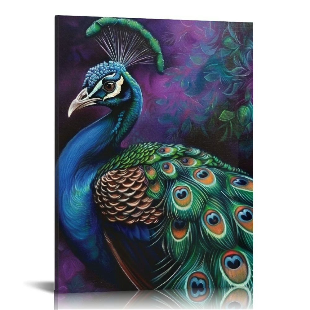 HENGT Elegant Peacock Feather Wall Art Canvas Modern Beautiful Elegant ...