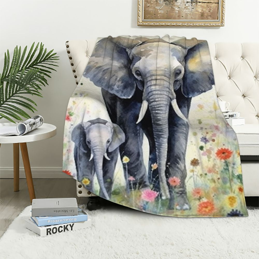 HENGT Elephant Blanket, Soft Warm Fuzzy Plush Blanket 60''x50'', Smooth ...
