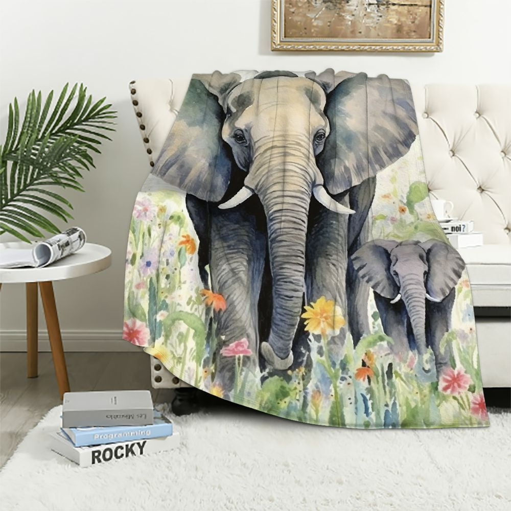 HENGT Elephant Blanket, Soft Warm Fuzzy Plush Blanket ', Smooth Cozy ...