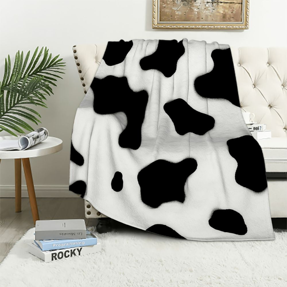 HENGT Flannel Cute Blanket for Couch Cow Print Blanket Fuzzy Cozy Comfy ...