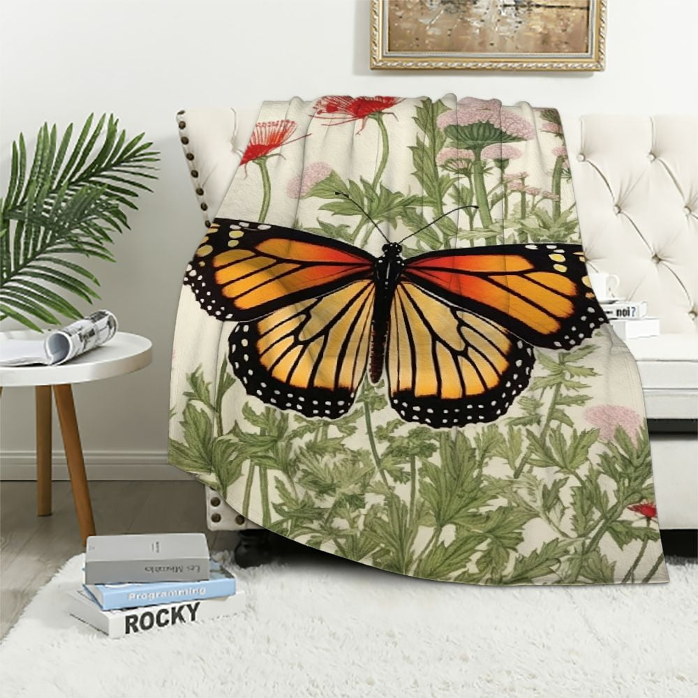 HENGT Floral Butterfly and Vintage Herbs Plants Green Garden Nature ...