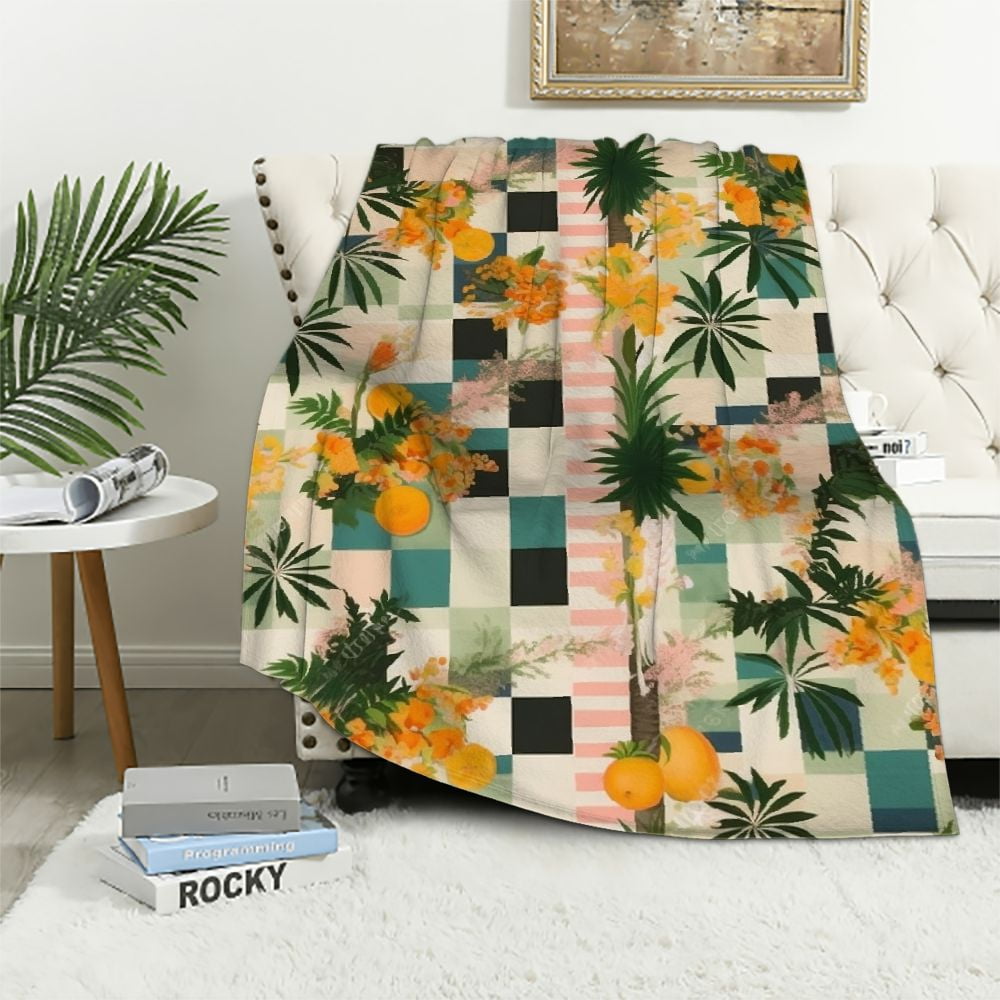 HENGT Floral Throw Blanket for Couch and Bed, Warm Oversized Fall ...