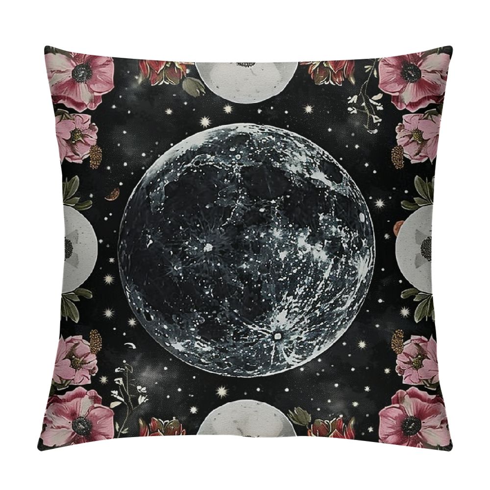 HENGT Flower Throw Pillow Covers Moon Phases Pretty Botanical Floral ...