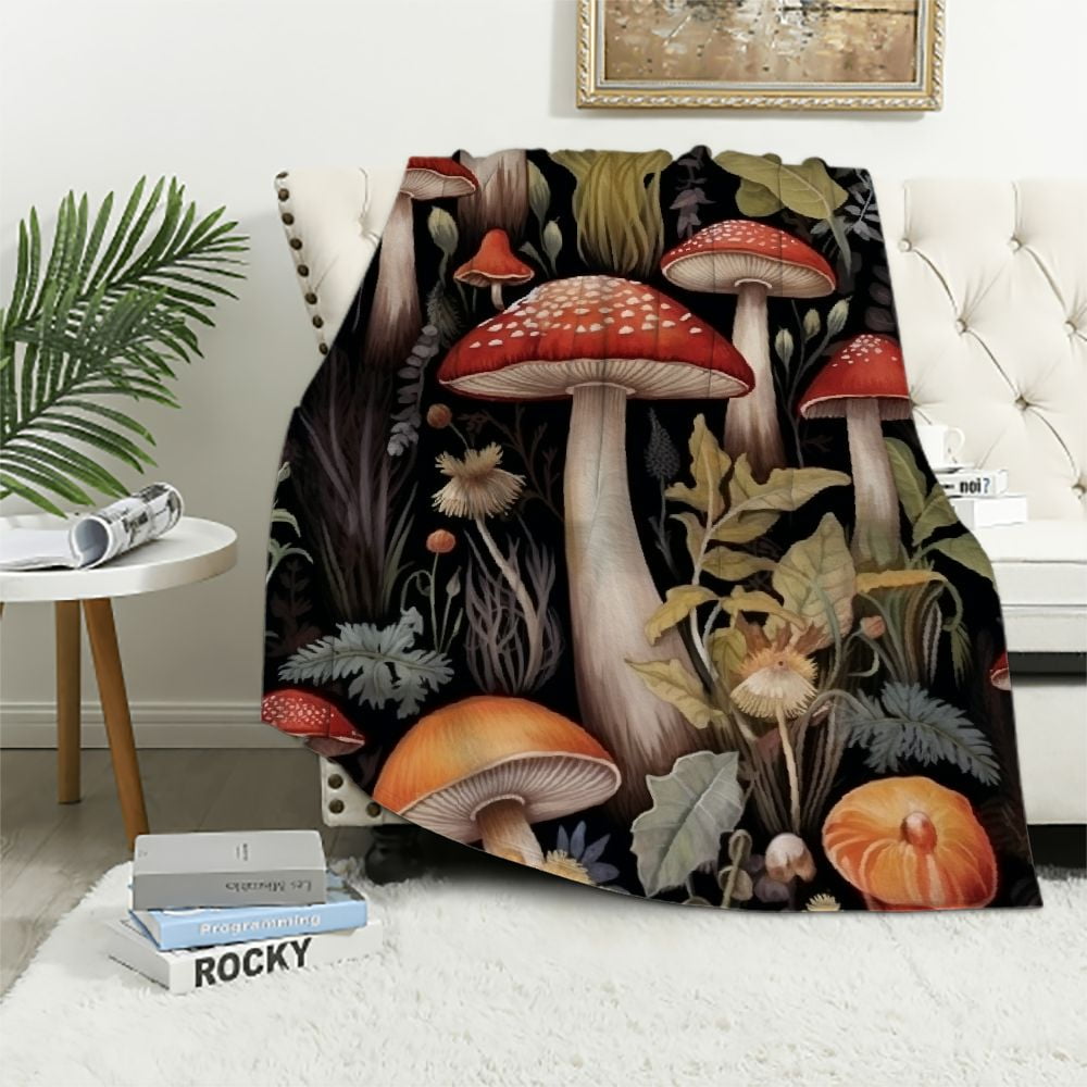HENGT Forest Mushroom Throw Blanket,Mushroom Blanket Soft Warm Blankets ...