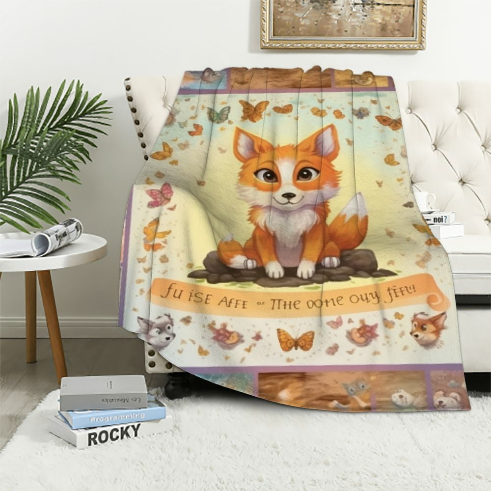 HENGT Fox Blanket Cartoon Foxes Throw Blankets for Girls Super Soft ...