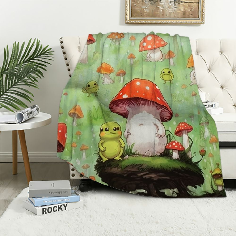 HENGT Frog Mushroom Blanket, Aesthetic Frog Mushroom Gifts for Girls ...