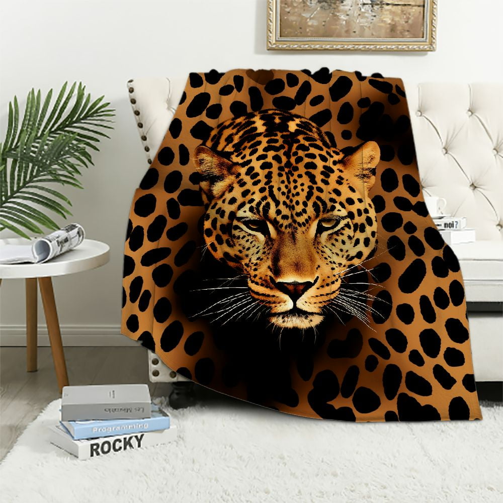 HENGT Fur Throw Blanket, Luxury Fluffy Leopard Blankets for Home Couch ...