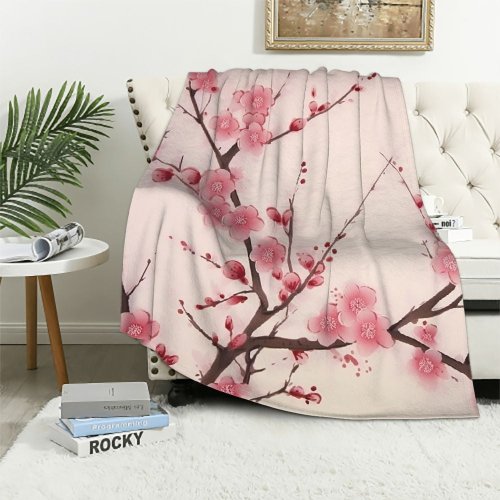 HENGT Girls Cherry Blossoms Blanket Women Floral Sakura Flowers Branch ...