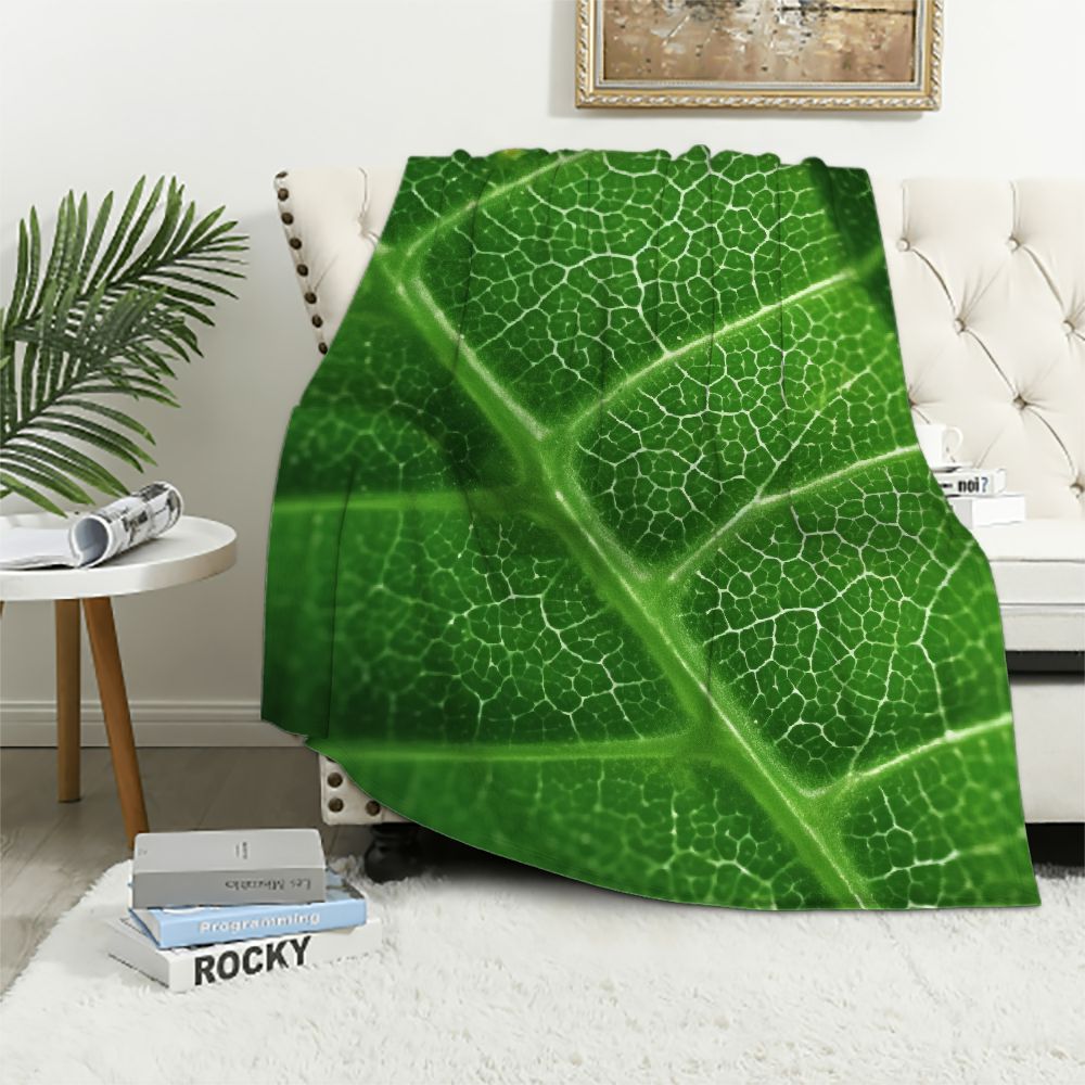 HENGT Green Leaf Blanket Flannel Plant Throw Blankets Soft Plush Giant ...