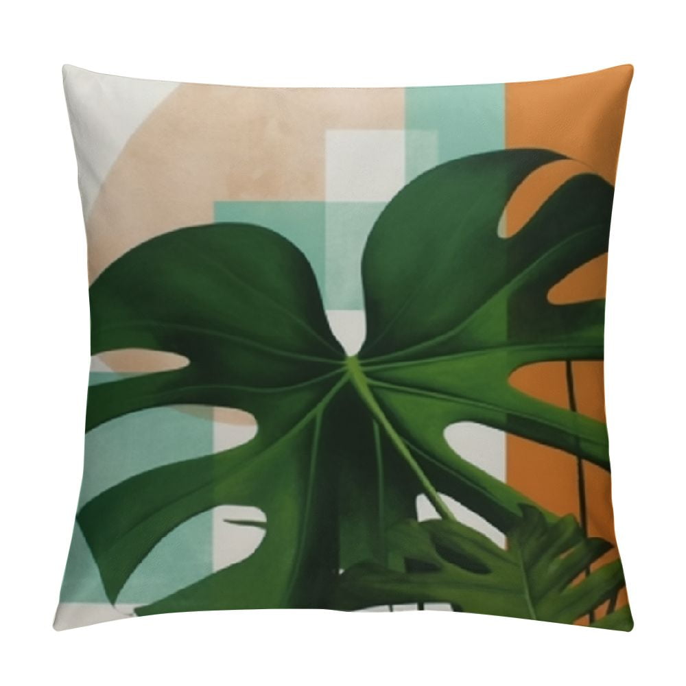 HENGT Green Plant Throw Pillow Covers,Tropical Tree Leaves Decorative ...