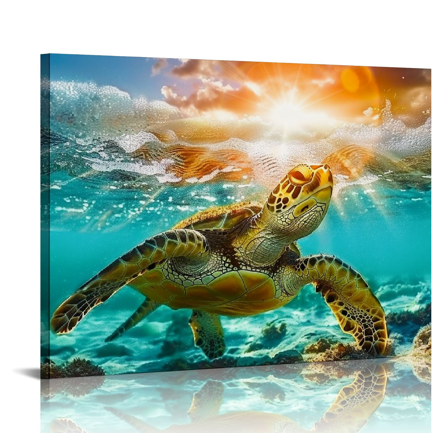 HENGT Green Sea Turtle Wall Hawaiian Sea Turtle Florida Sea Life Teal ...