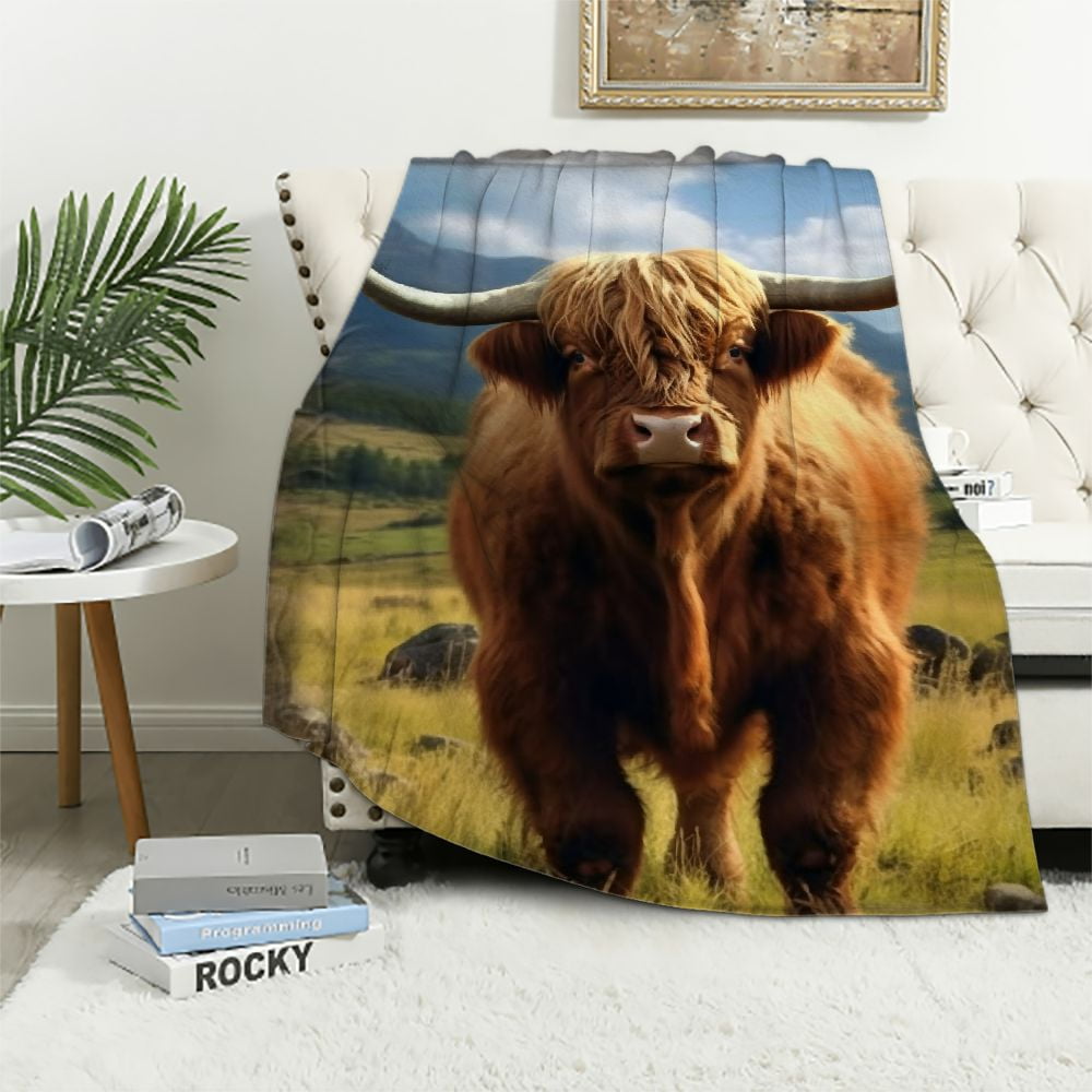 HENGT Highland Cow Blanket - Throw Blanket for Couch Super Soft Cozy ...