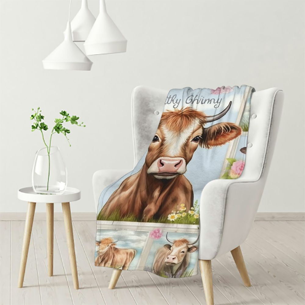 HENGT Highland Cow Print Blanket and Throws Cute Farm Animal Cow Gifts ...