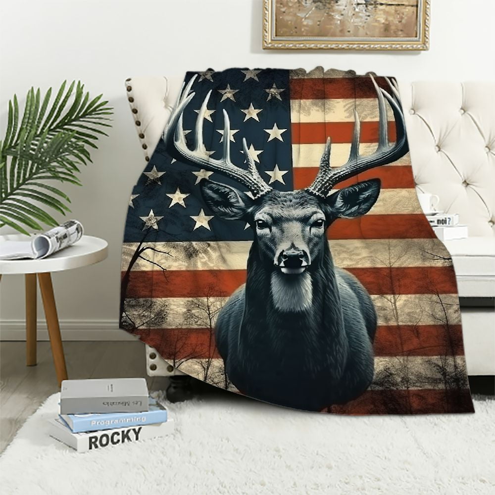 HENGT Hunting Blanket for Men Camo Buck Deer Throws Blanket Super Soft ...