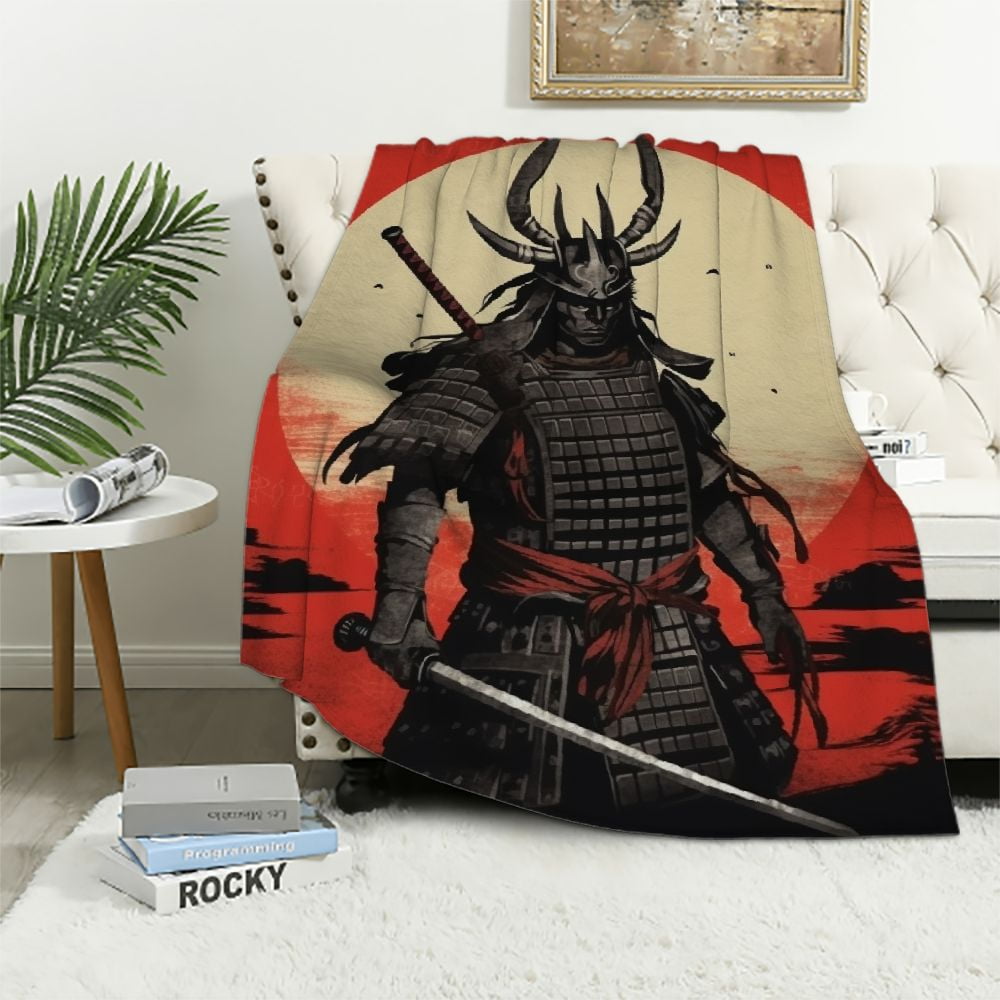 HENGT Japanese Style Samurai Art Blanket Flannel Blankets Super Soft ...