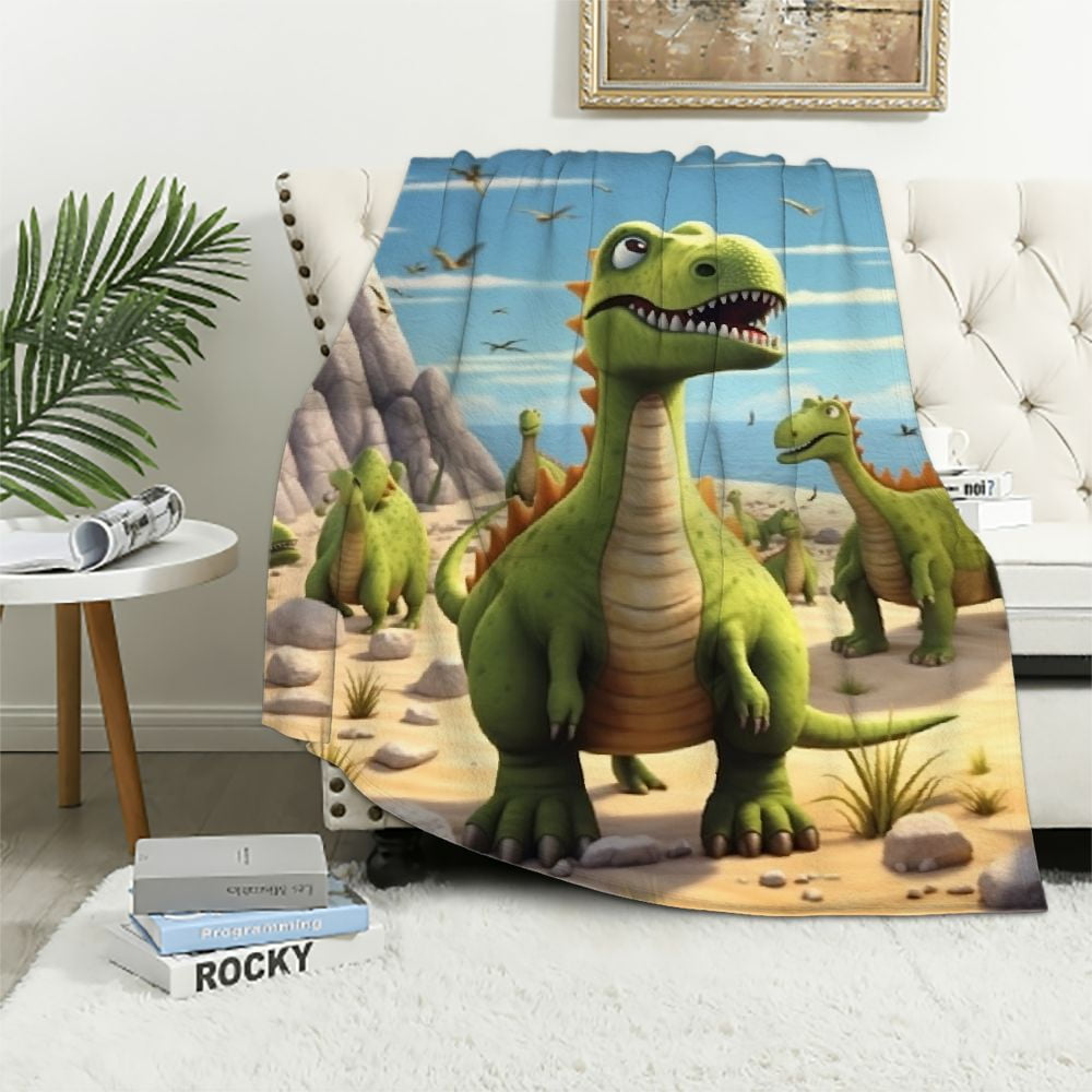HENGT Kids Dinosaur Blanket, Soft and Warm Flannel Plush Printed ...