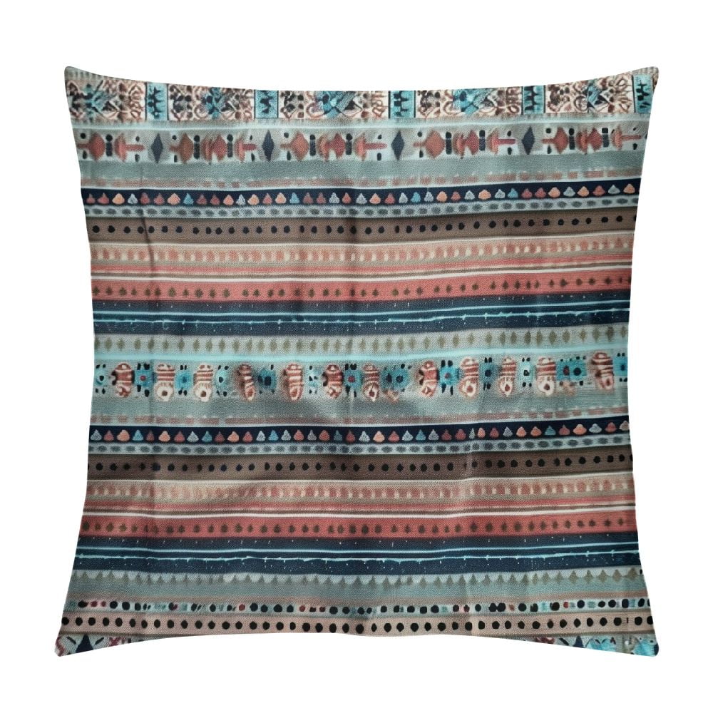 HENGT Light Blueand Beuge Flowers Pillow Covers, Boho Abstract Stripes ...
