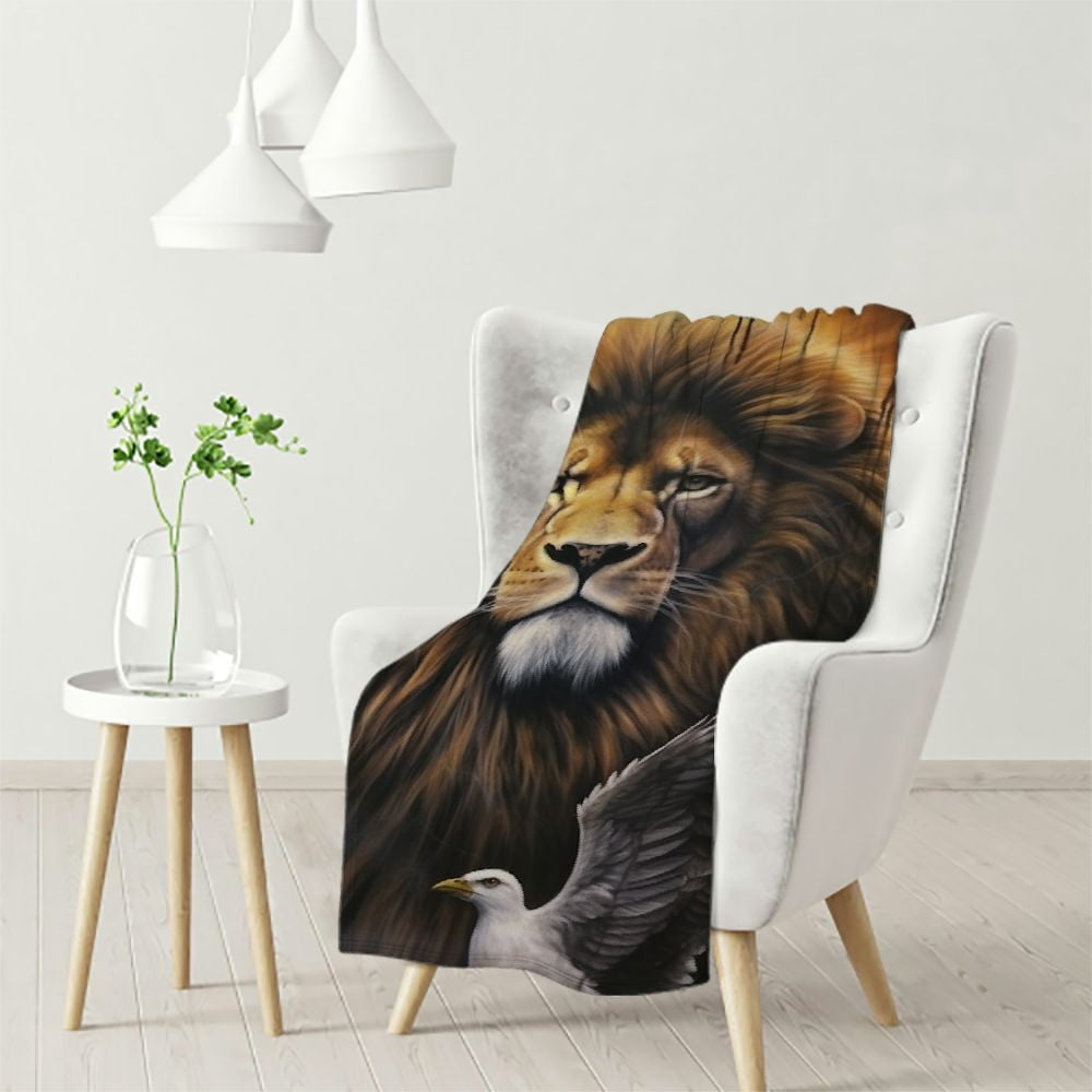 HENGT Lion Blanket Lion Eagle Throw Blankets Cozy Flannel Blanket Plush ...