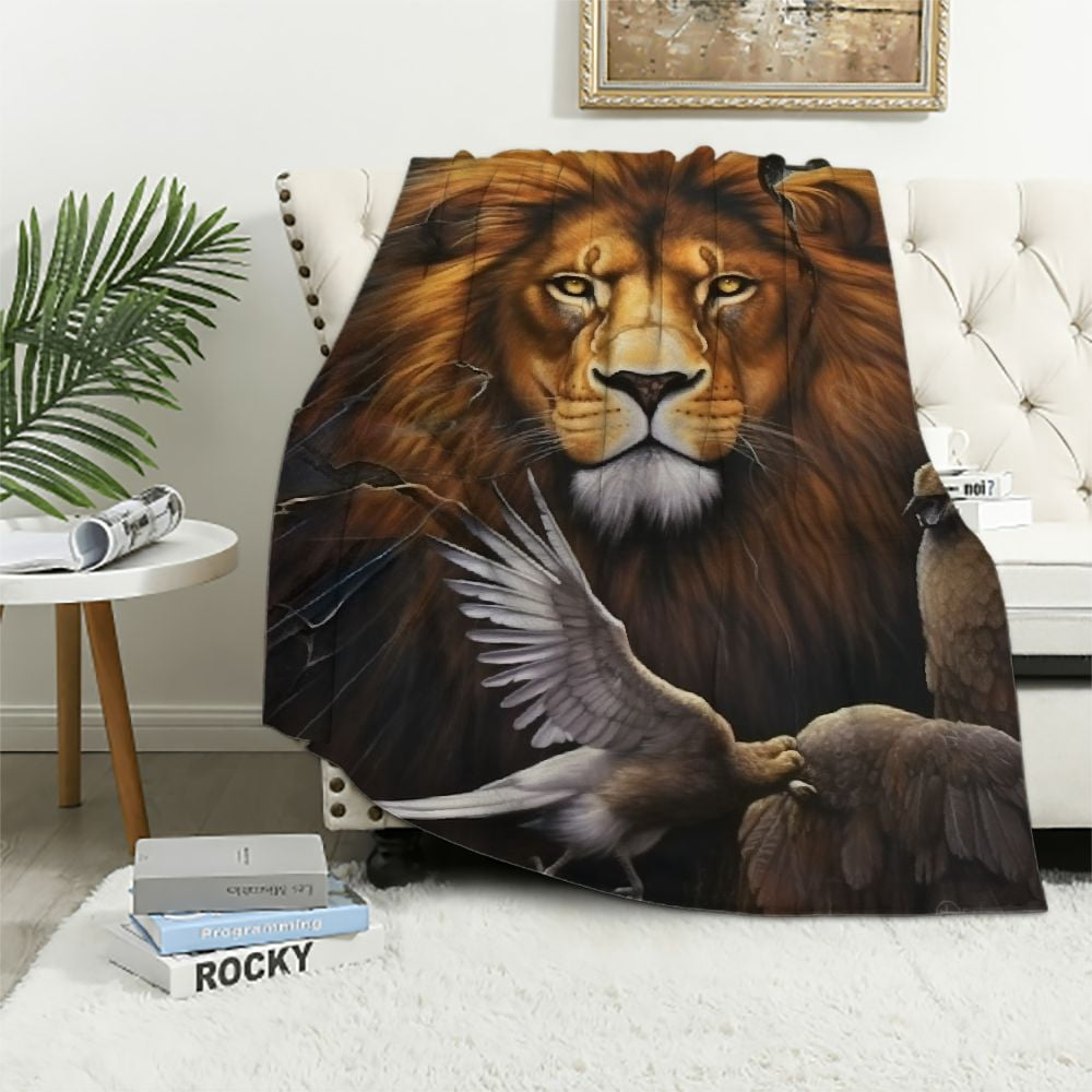 HENGT Lion Blanket Lion Eagle Throw Blankets Cozy Flannel Blanket Plush ...