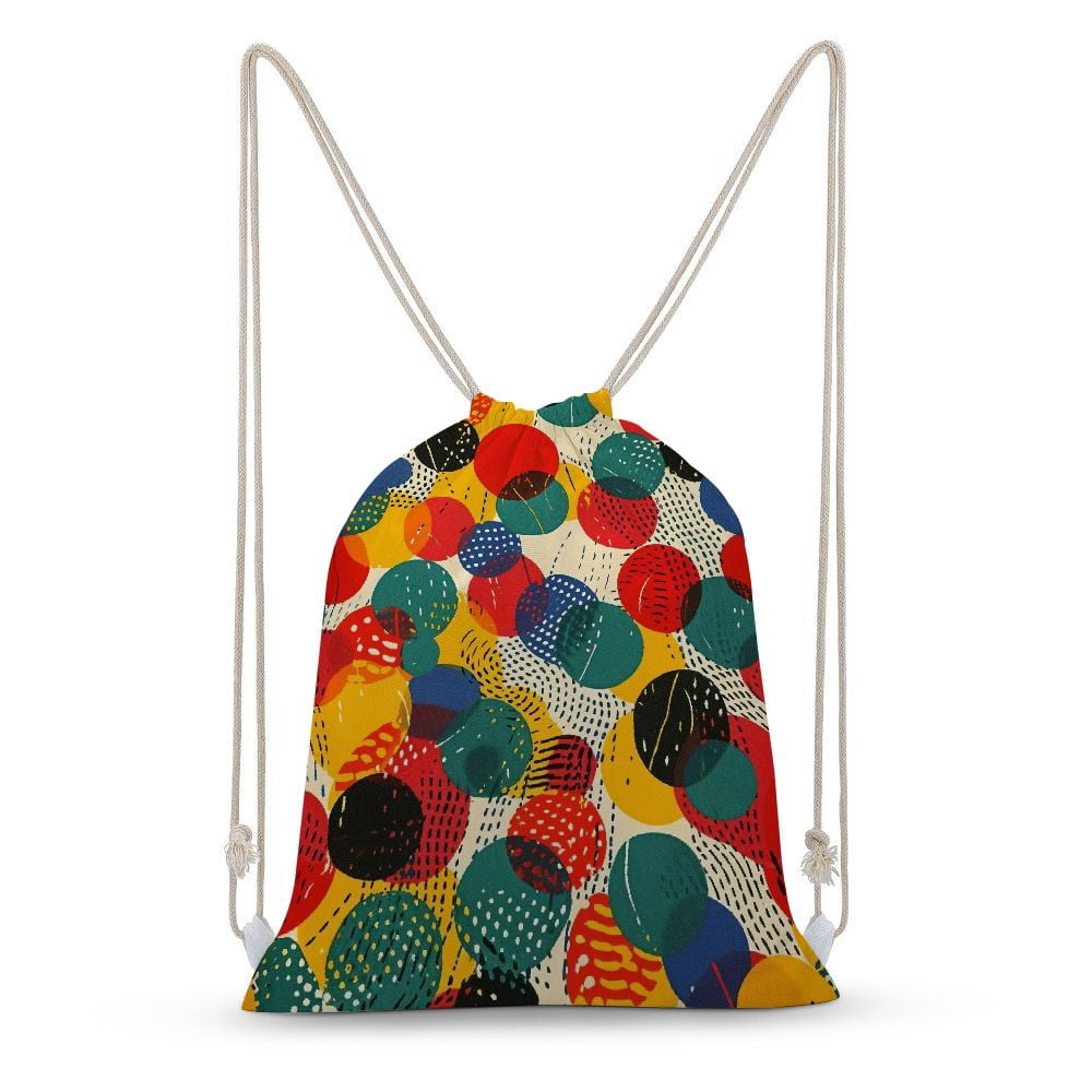 HENGT Midcentury Modern Dots Navy Beach Sack Bag Canvas Drawstring Backpack 11.8*15.7 in ...