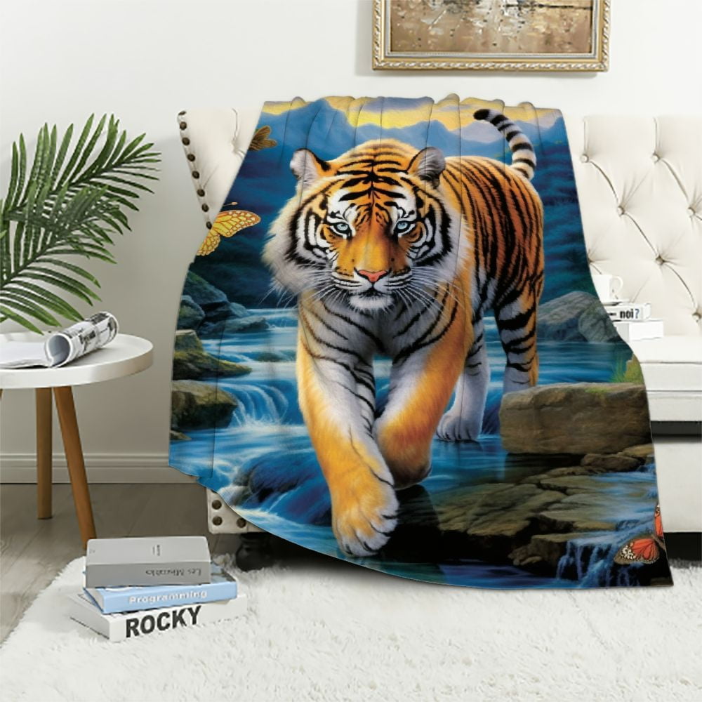 HENGT Moonlight Tiger Blanket for Bed, Tiger Throw Blanket for Women ...