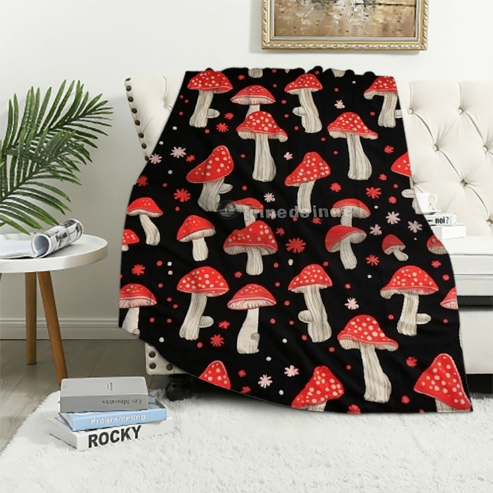 HENGT Mushroom Blanket, Cute Cartoon Mushroom Throw Blanket, Christmas ...