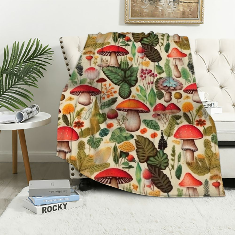 HENGT Mushroom Blanket Mushroom Gifts for Women Soft Cozy Flannel ...