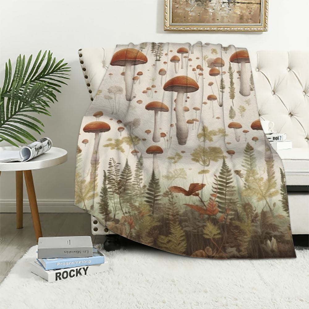HENGT Mushroom Blanket Throw Mushroom Gifts for Women Soft Cozy Flannel ...