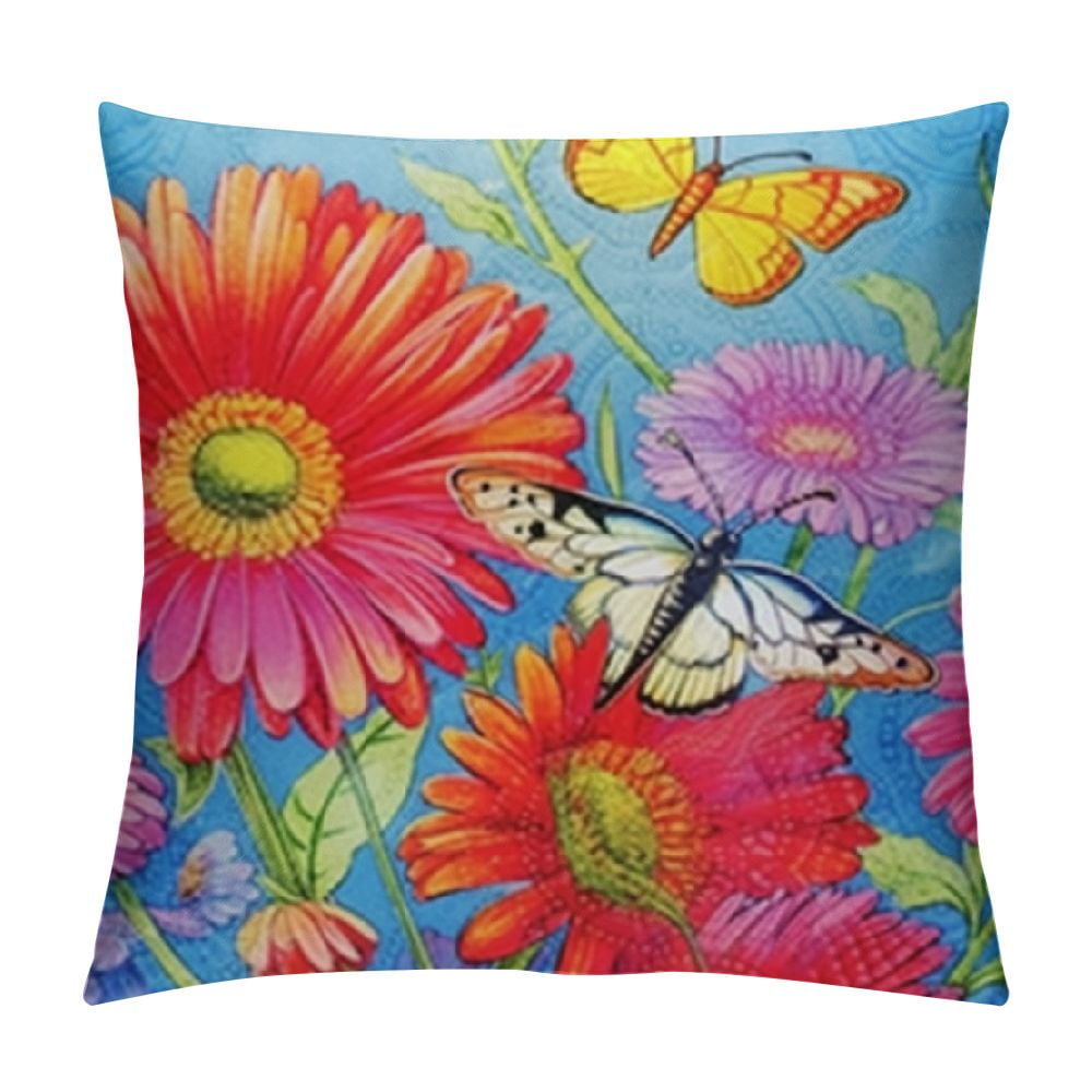 HENGT Oil Painting Daisy Flower Throw Pillow Cover Outdoor Spring ...