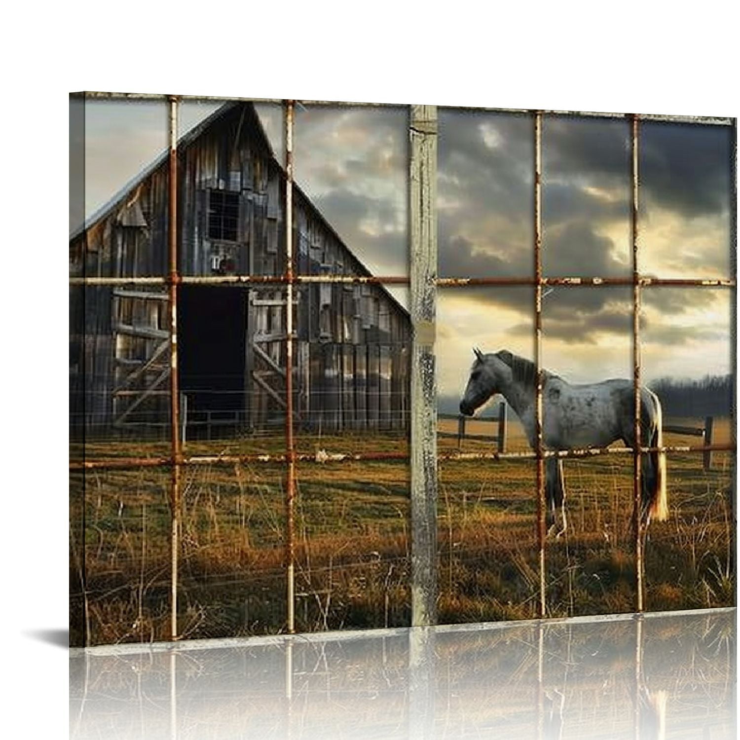 HENGT Old Barn Canvas Wall Art Rustic Wall Decor Paintings Farmhouse ...