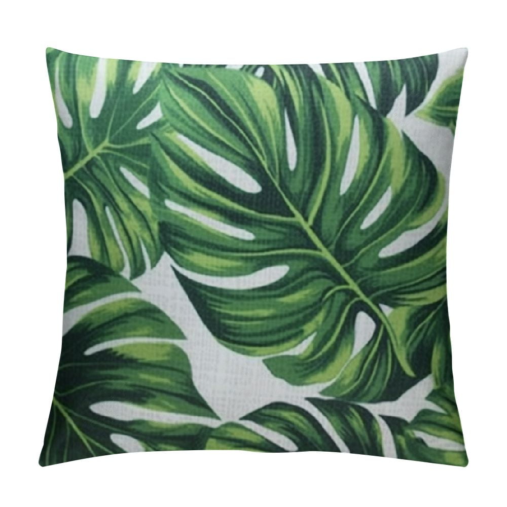 HENGT Palm Leaf Throw Pillow Covers Green Tropical Leaves Decorative ...
