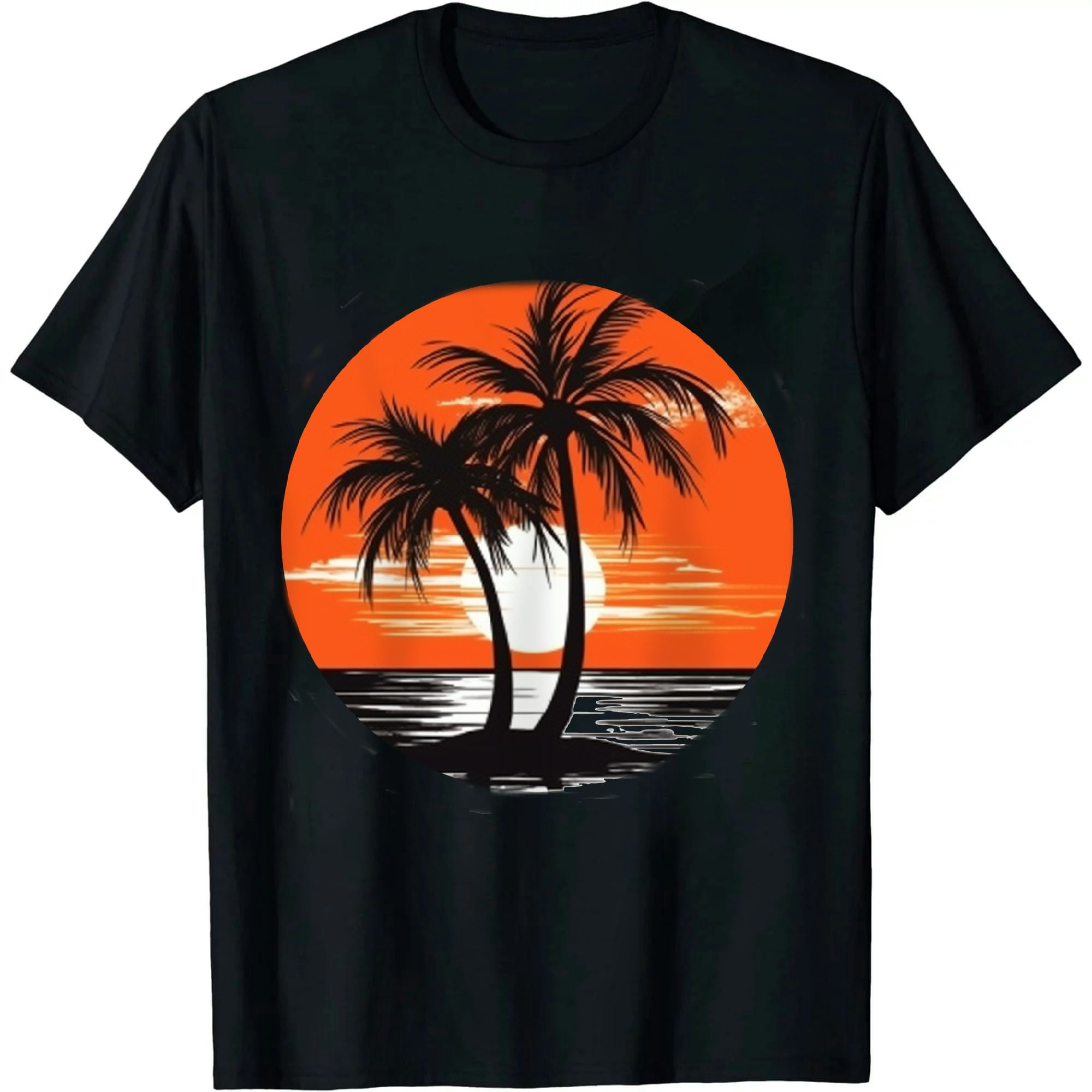 HENGT Palm Tree Shirts for Men, Sunset Beach Hawaiian Summer Vacation ...